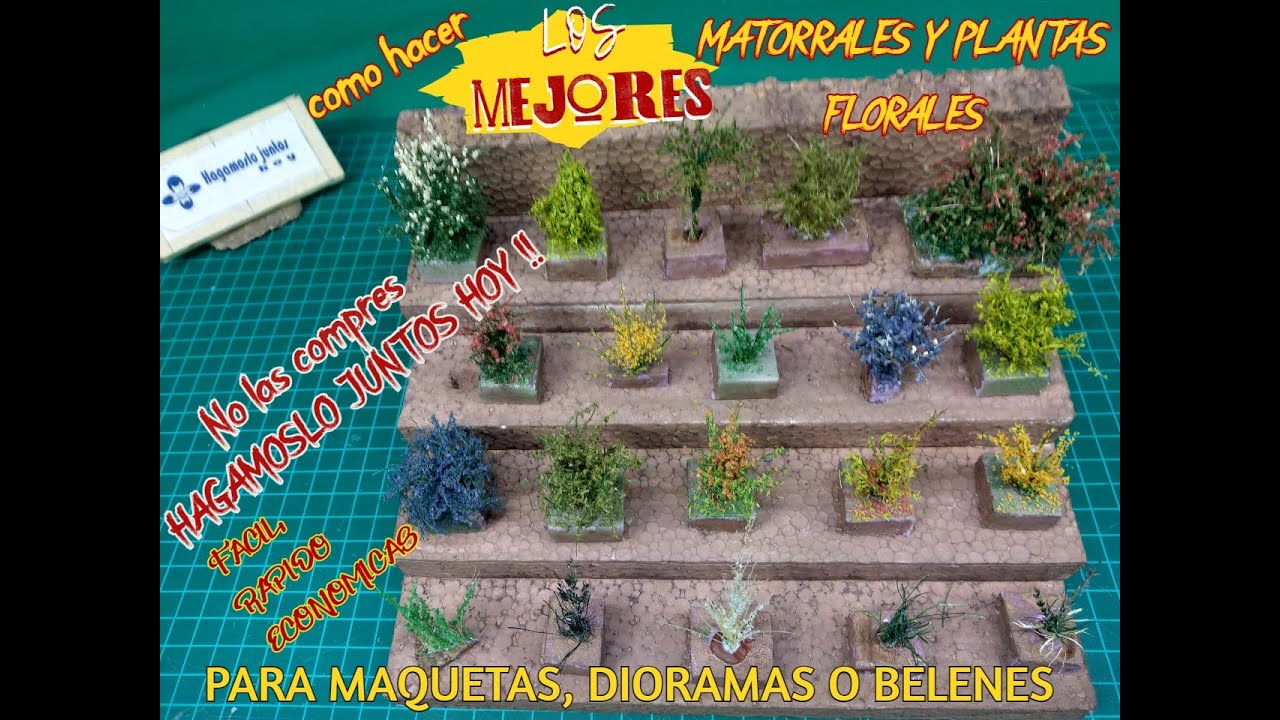 Como hacer LOS MEJORES/matorrales y plantas florales/para tus MAQUETAS ...