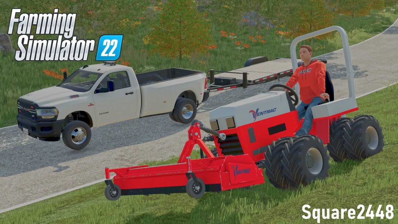 Ventrac Tractor Mowing STEEP OVERGROWN HILL! | FS22 Landscaping - YouTube