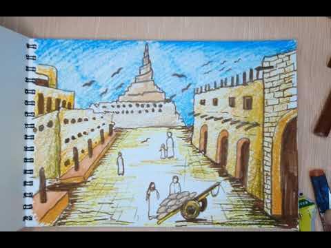 رسم سوق واقف / Souq Waqif - YouTube