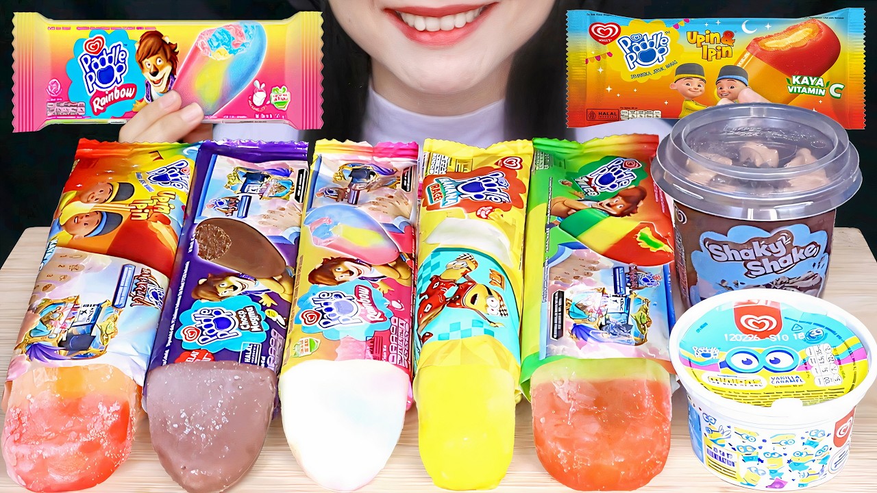 ASMR PADDLE POP ICE CREAM🍦 PADDLE POP UPIN & IPIN, RAINBOW, MINIONS ...