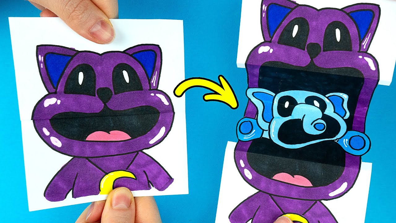 Drawing & Paper Craft CATNAP & BUBBAPHANT 🩵 Smiling Critters - YouTube