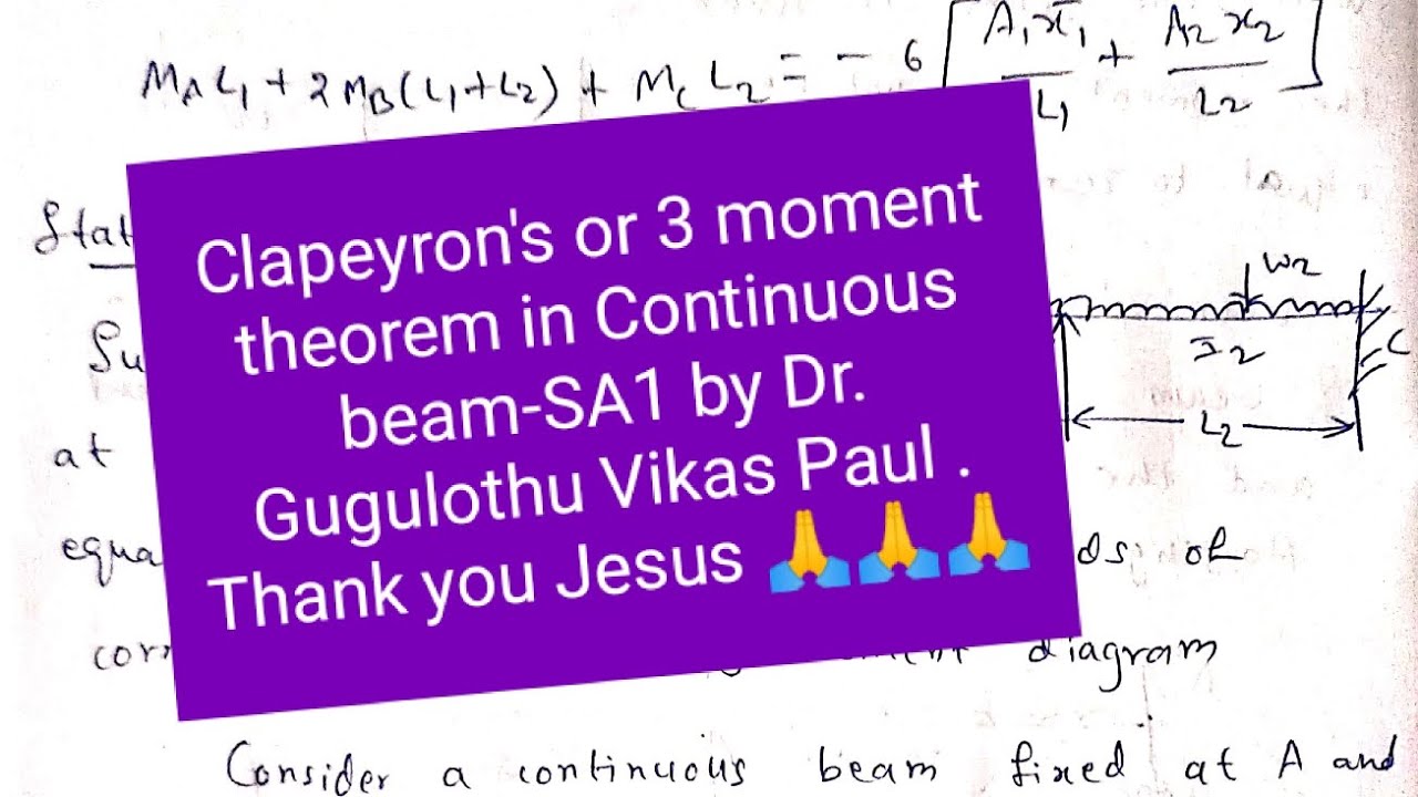3 moment theorem or Clapeyron's theorem in Continuous beam-SA1 by Dr ...