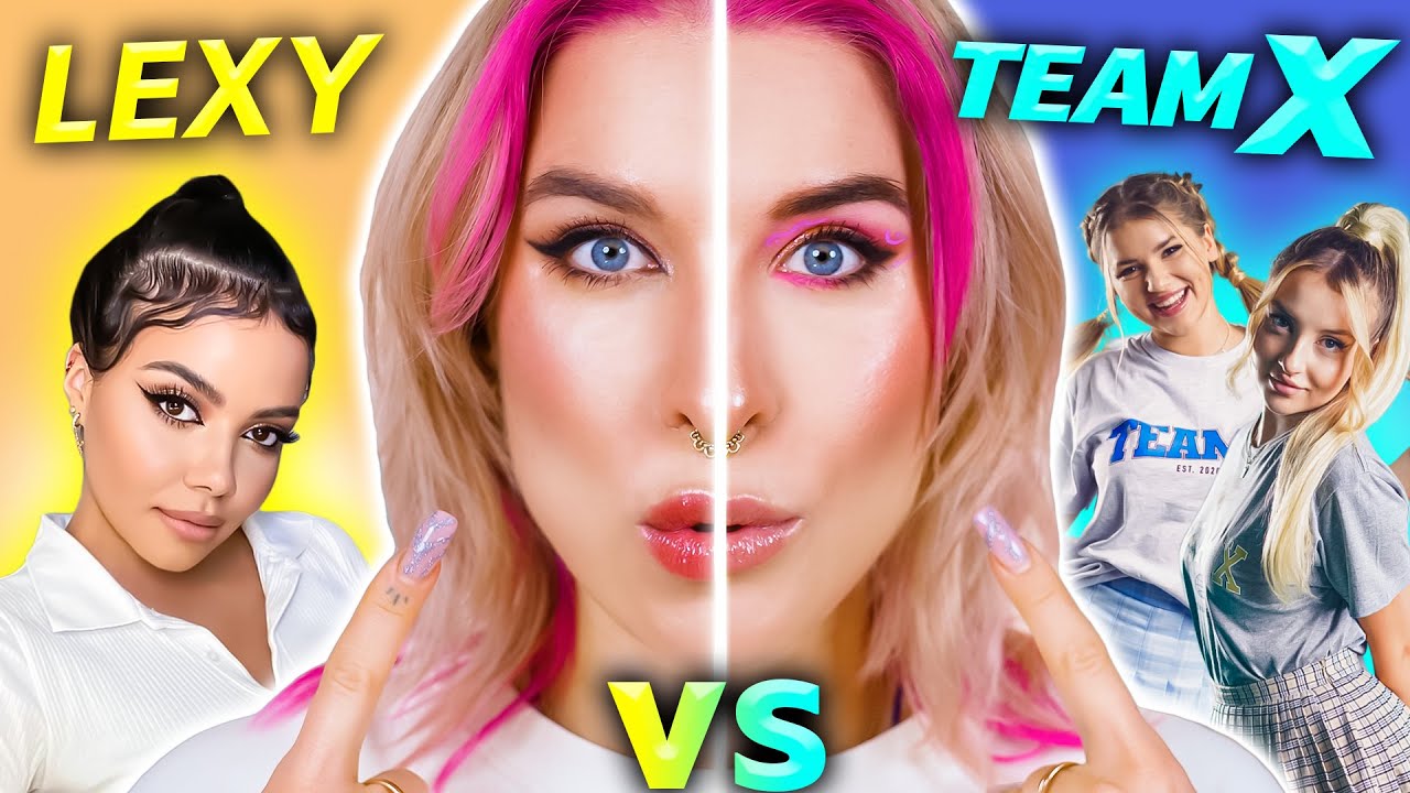 ♦ Kosmetyki LEXY vs TEAM X - bitwa makijaży 🥊 PÓŁ TWARZY challenge! ♦ ...