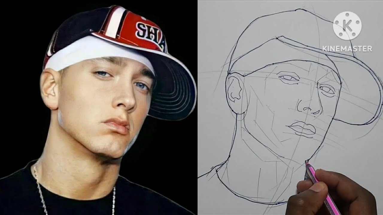How to draw Eminem/ Drawing Eminem hip hop king step by step - YouTube