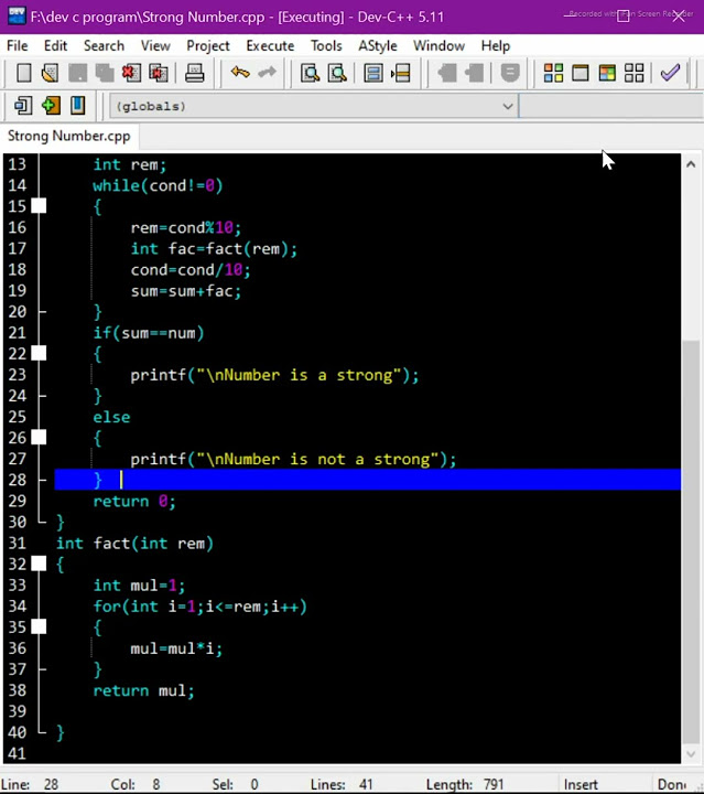 Strong Number In C Codinglife Coding Clanguage Shortfeed Youtube