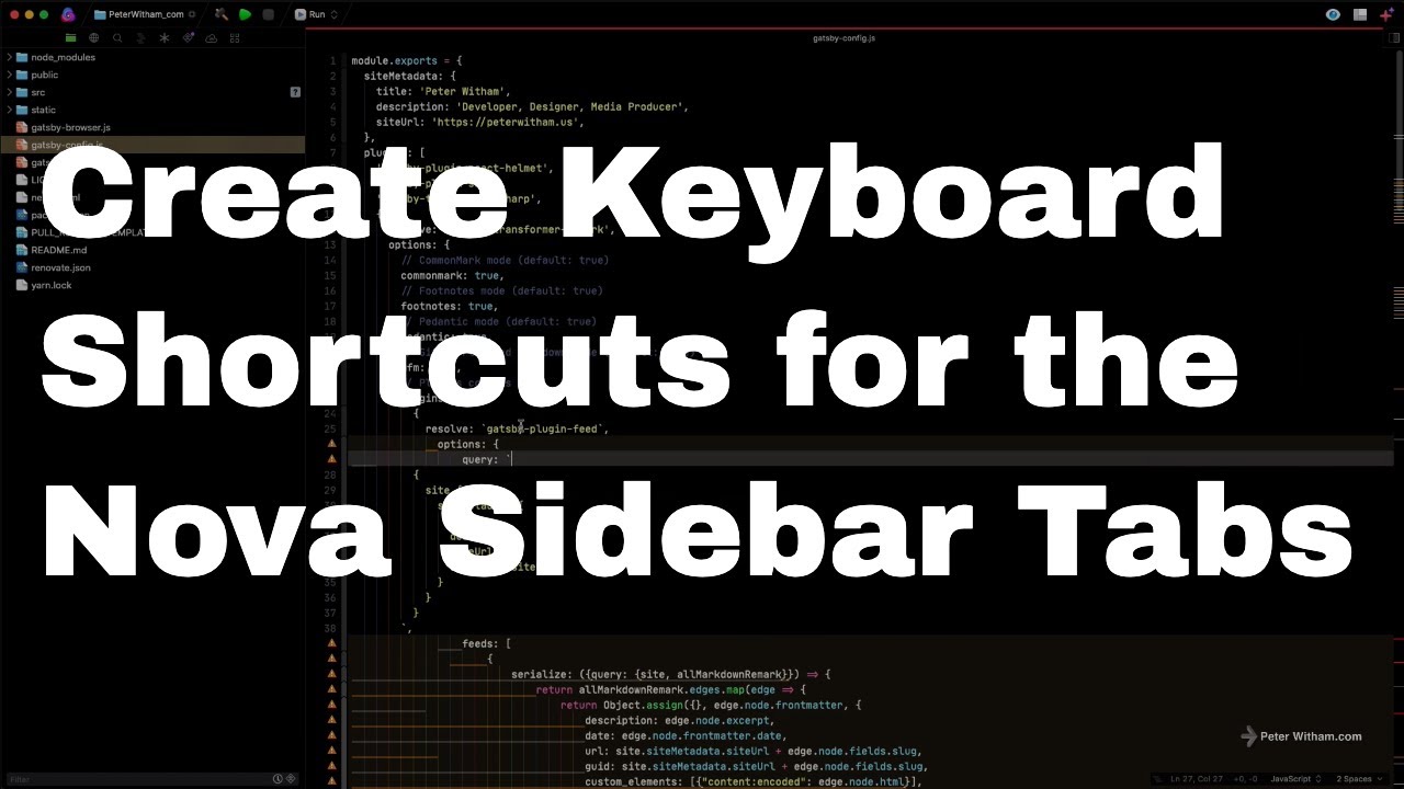 Set Keyboard Shortcuts for the Nova Sidebar - YouTube