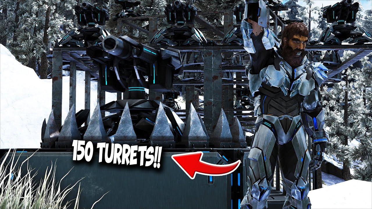 MEGA TURRET CAP ALFA ICE CAVE INGANG BOUWEN!! (ARK) - YouTube