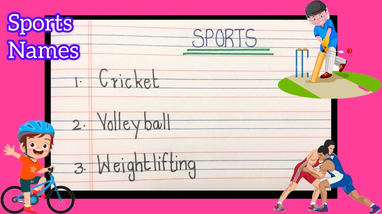 Sports names | Names of sports played| list of sports - YouTube