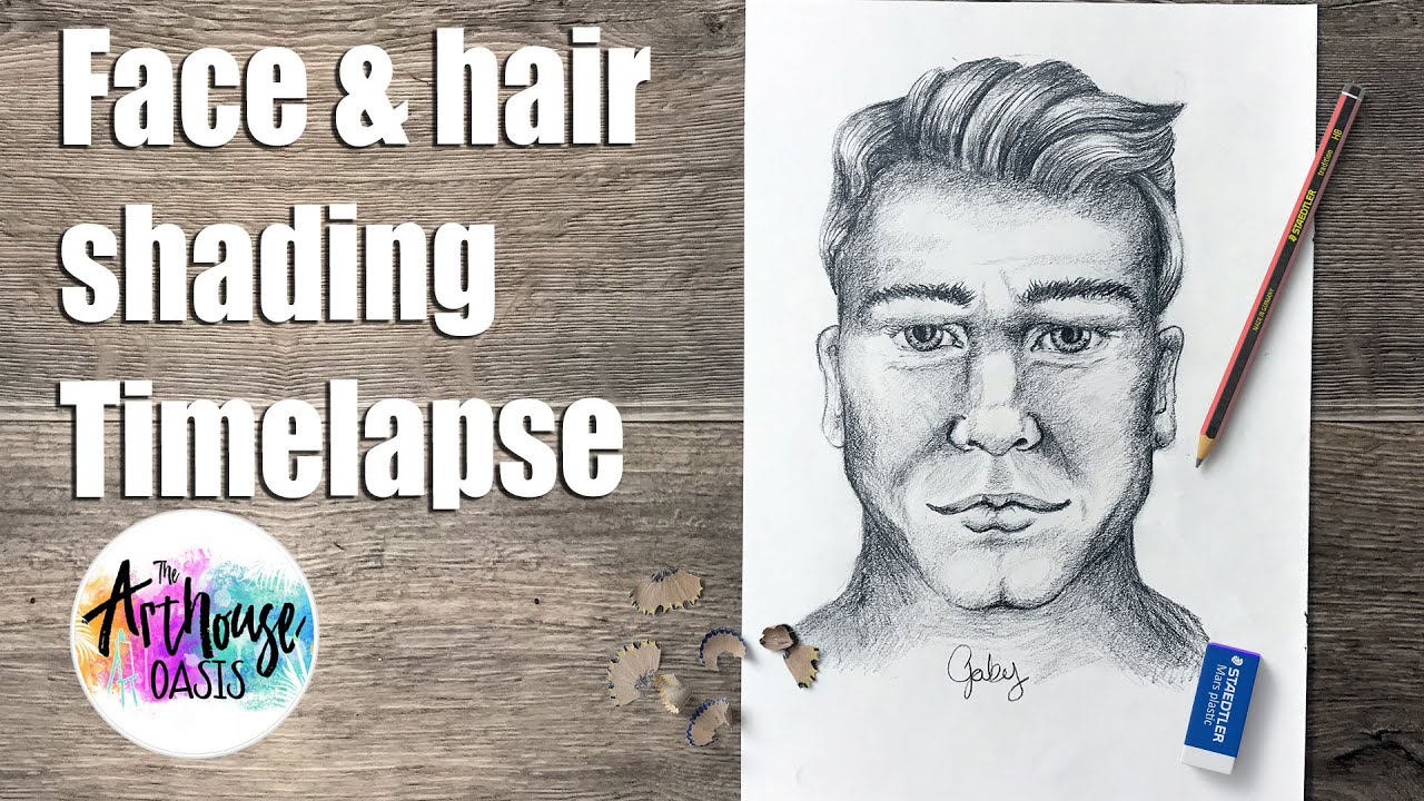 Pencil drawing - Shading hair and skin on male face - Timelapse - YouTube