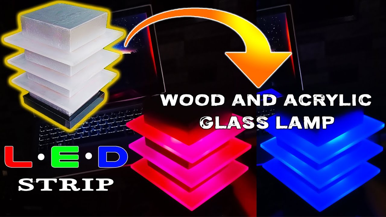⭕ Wood And Acrylic Glass LED Lamp | DIY Modern LED Lamp | Made Of Wood ...