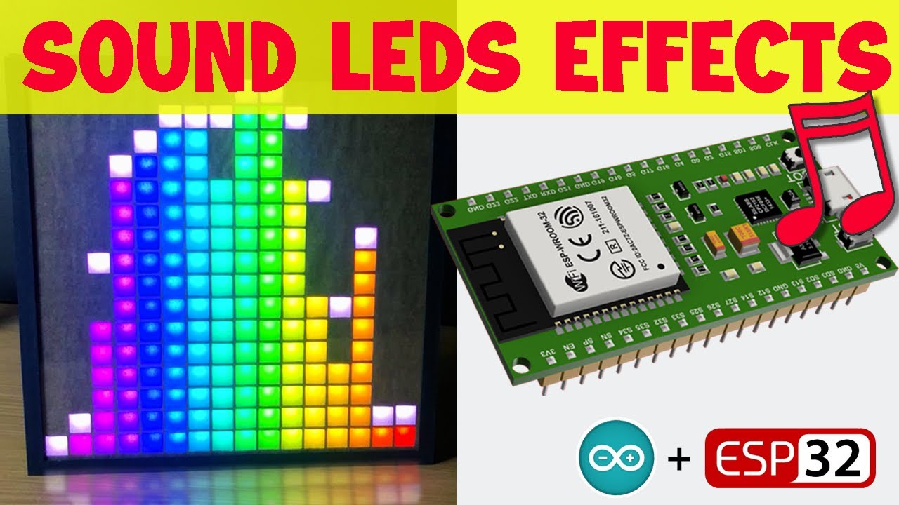 Music Sound Controlled Led Effect By Ws2812b Neopixel Esp32 Diy Matrix 16x16 Ide Arduino Youtube