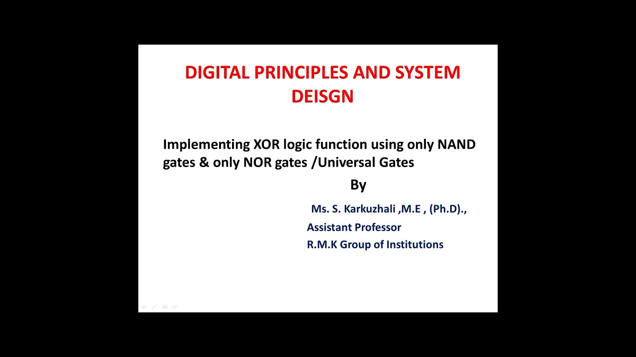 DPSD | XOR-Using NOR Implementation - YouTube