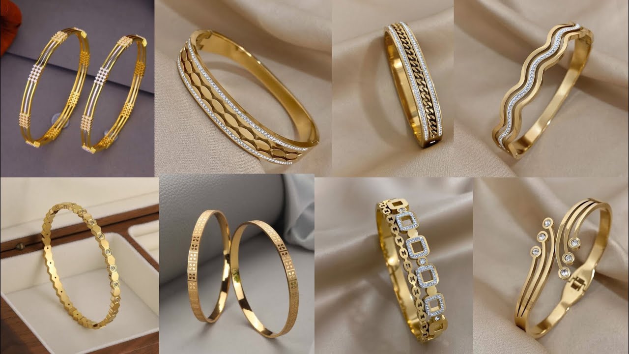 Simple gold bangle designs/Minimalist gold bangle designs - YouTube