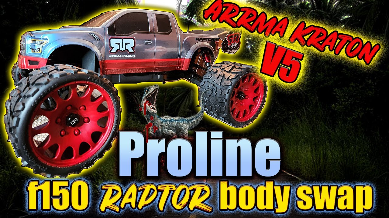 Proline Ford f 150 Raptor Arrma kraton v5 BODY SWAP VIDEO - YouTube