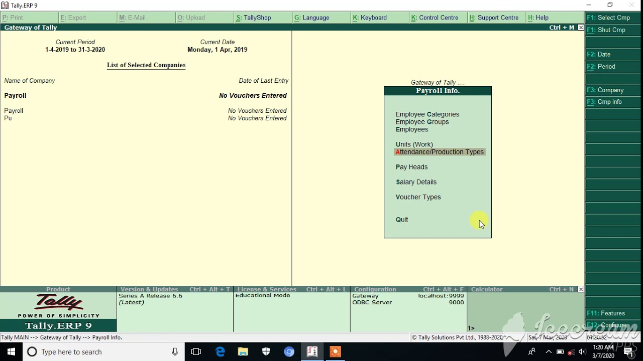Tally ERP.9 PAYROLL or payslip for accounting - YouTube