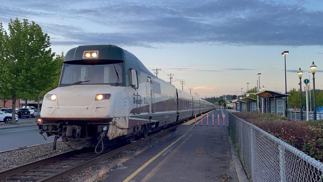 Amtrak cascades pulling out of Edmonds station with the Talgo 8 cabcar ...