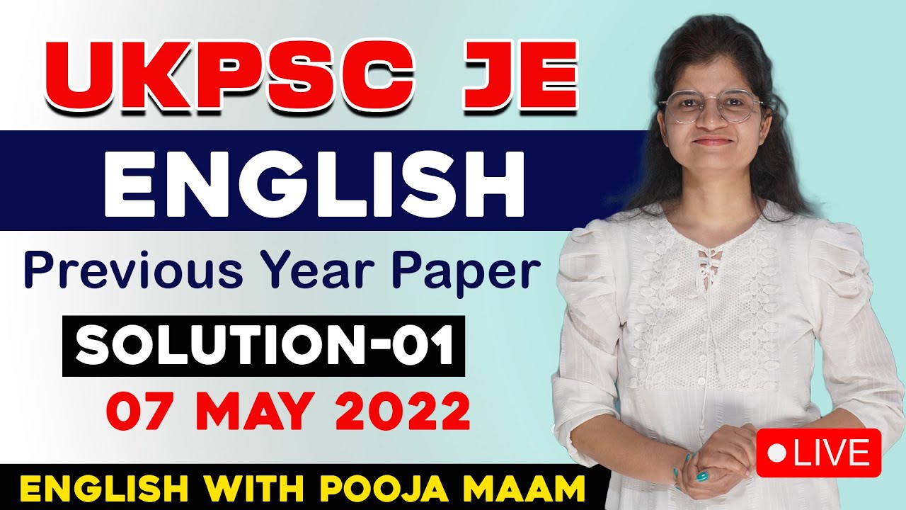 UKPSC JE English Previous Year paper Solution 2022 Part-01 | UKPSC JE ...