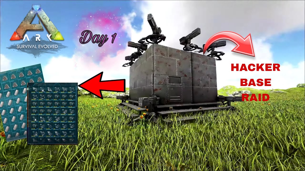 raiding a Hacker base on MTS server [DAY 1] #MTS #arksurvivalevolved # ...