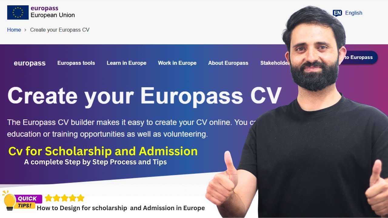 How to Create a CV for Scholarships | EuroPass CV Template Design Tutorial - YouTube
