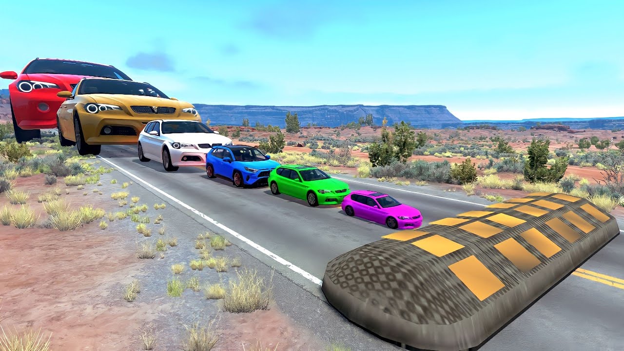 Big & Small Cars VS Large Speed Bump | BeamNG.drive - YouTube