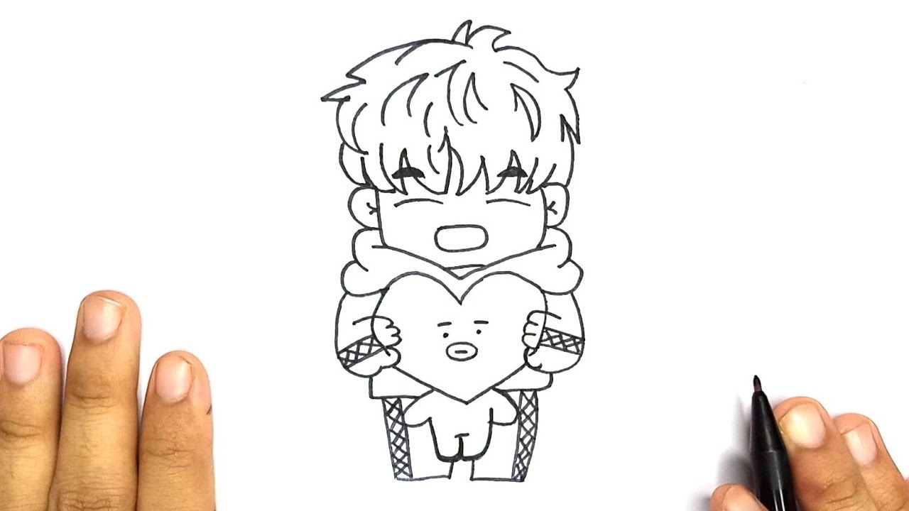 How To Draw V And Tata - BTS | Cara Menggambar V dan Tata - BTS - YouTube