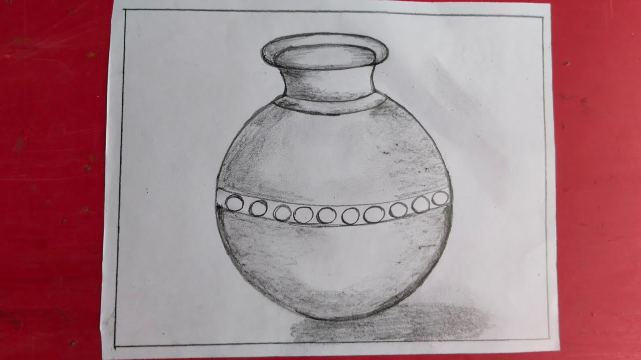 घड़े का चित्र /How To Drow Ghade Drawing Easy Step By Step/ Pencil ...