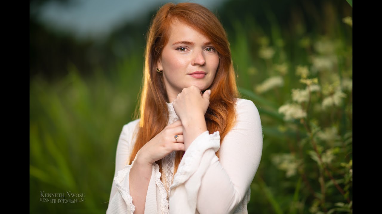 Photoshoot with a ginger model in high grass - YouTube
