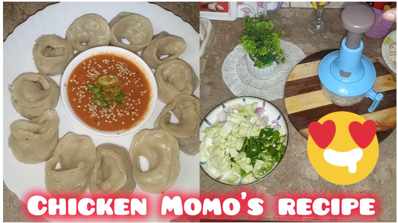 Chicken Momo's recipe// momos bnaney ka treeqa// momo's ki chutney ...