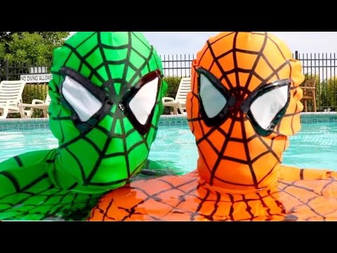 The Amazing Green Spiderman vs Orange Spiderman In Real Life Superhero ...