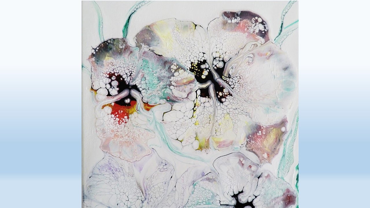 Delicate Bloom Flowers (Acrylic Pour Painting) - YouTube
