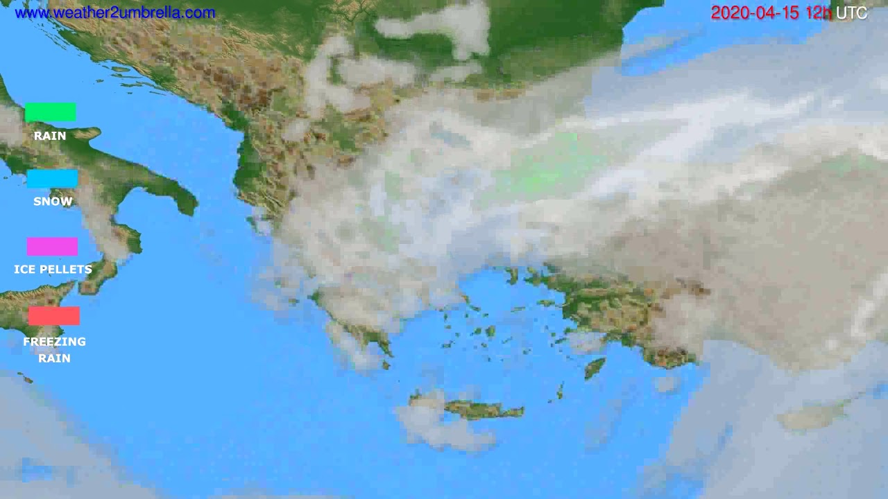 Precipitation forecast Greece // modelrun: 00h UTC 2020-04-15 - YouTube