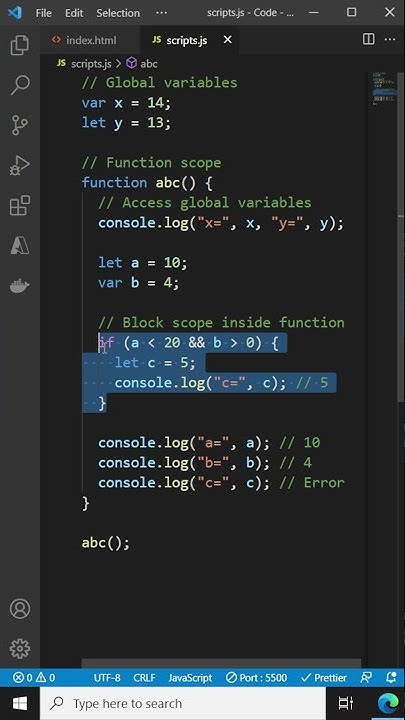 let vs var - Scopes explained - JavaScript Tutorial for Beginners - YouTube