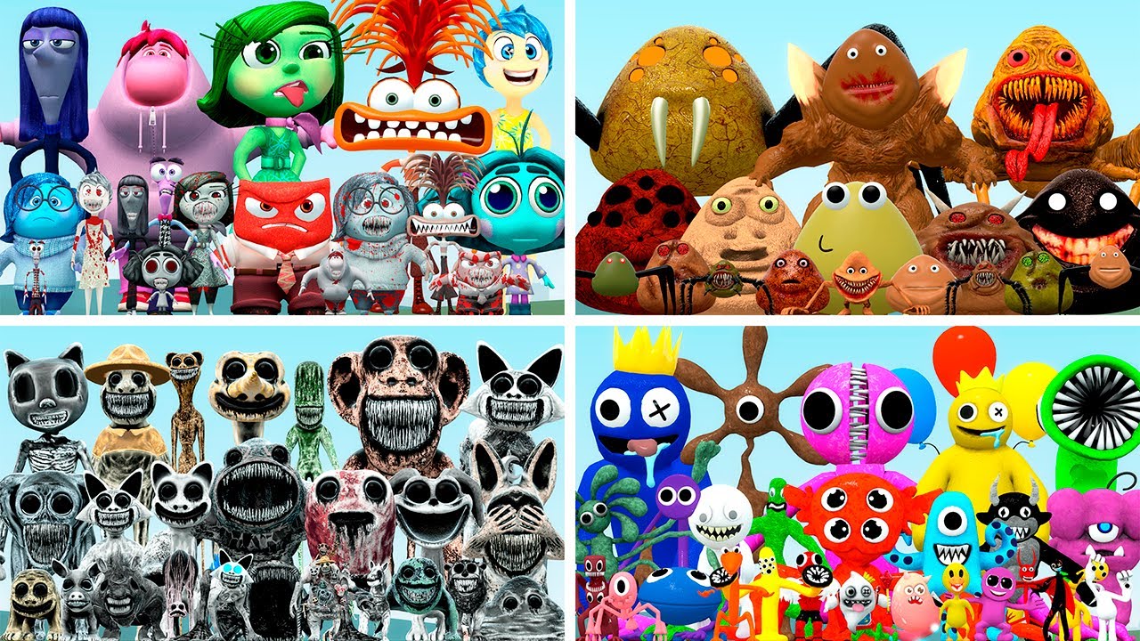 INSIDE OUT VS POU BOU'S VS ZOONOMALY VS RAINBOW FRIENDS (Garry's Mod ...