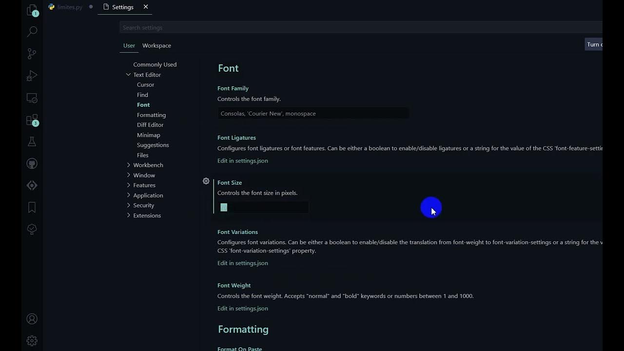 CAMBIAR EL TAMAÑO DE LETRA EN VISUAL STUDIO CODE - YouTube