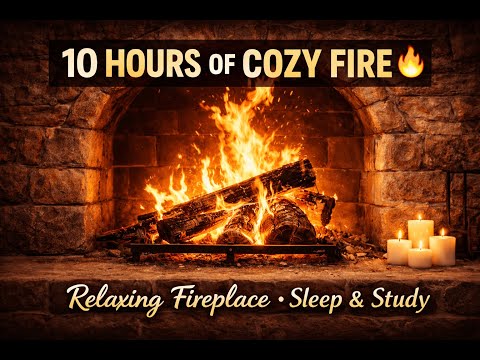 Relaxing Fireplace 🔥 10 Hours of Real Fire Sounds | Sleep, Study, Calm