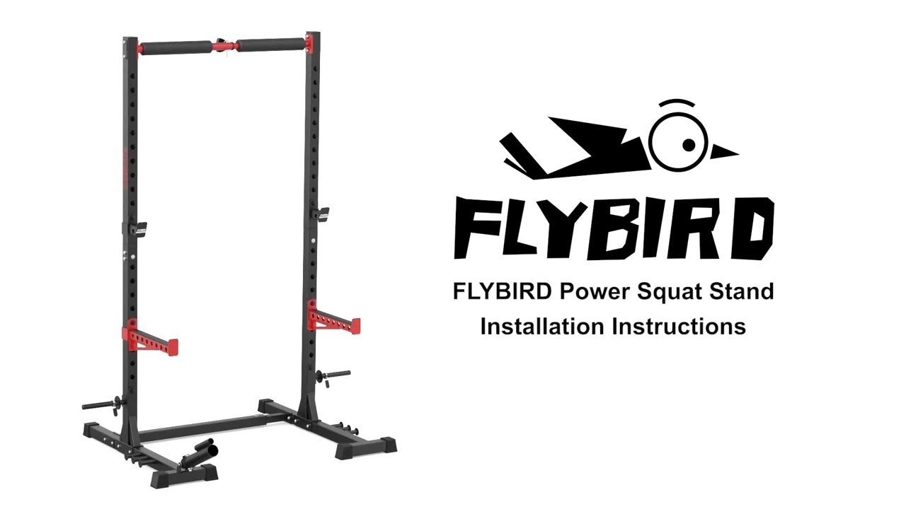 FLYBIRD Adjustable Squat Rack with Pull Up Bar- Installation - YouTube