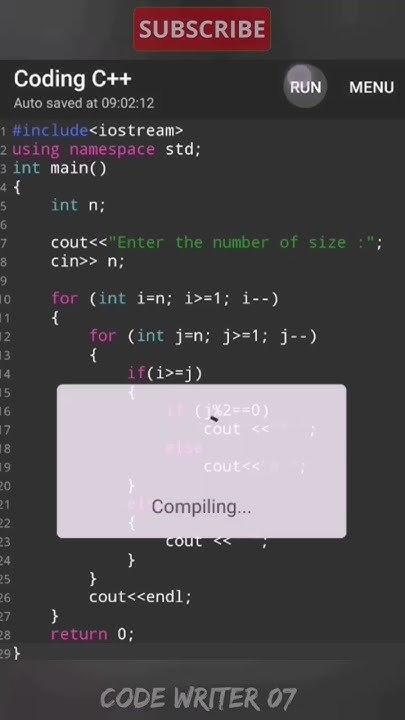 Best C Pattern Program Tutorial Video 💯🧠Shorts Coding Youtubeshorts Codewriter07 Youtube