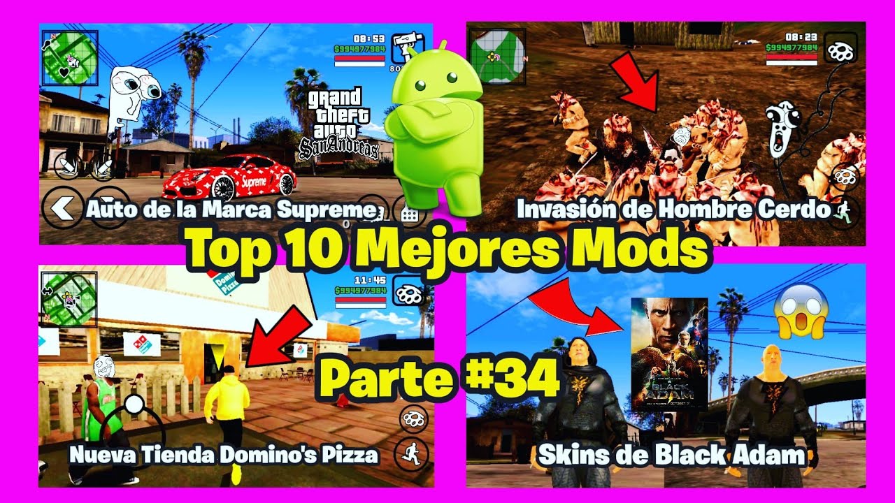 Top 10 Mejores Mods Para el GTA San Andreas Android!! Parte #34 - YouTube