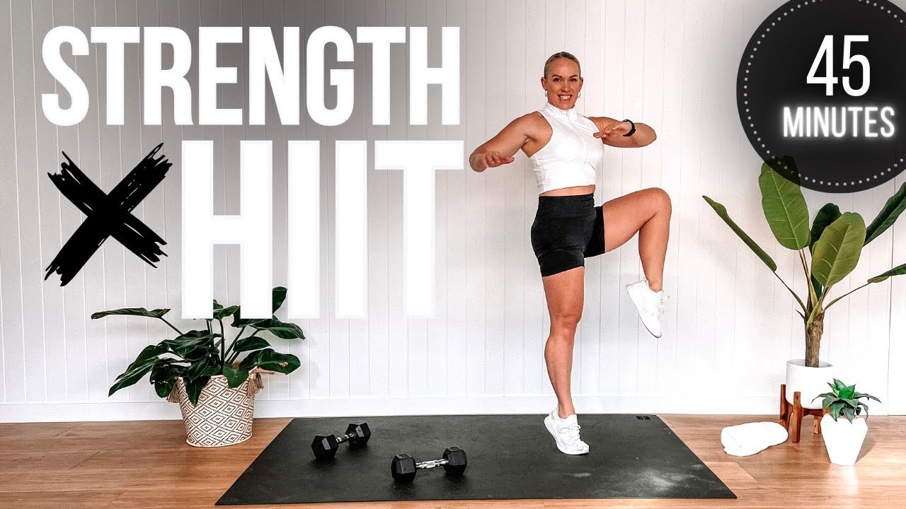 45 Minute Dumbbell Strength & HIIT Cardio Workout | NO REPEATS - YouTube