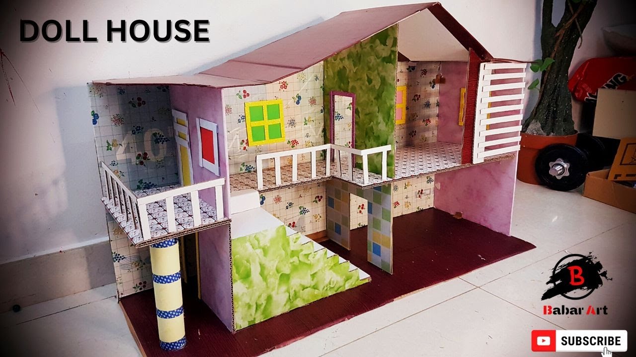 Cardboard Dollhouse DIY | doll house doll house | How to make Doll ...