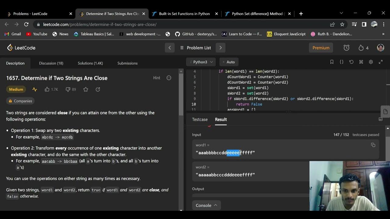 1657. Determine if Two Strings Are Close, Leet Code Streak 2-12-22 (my ...