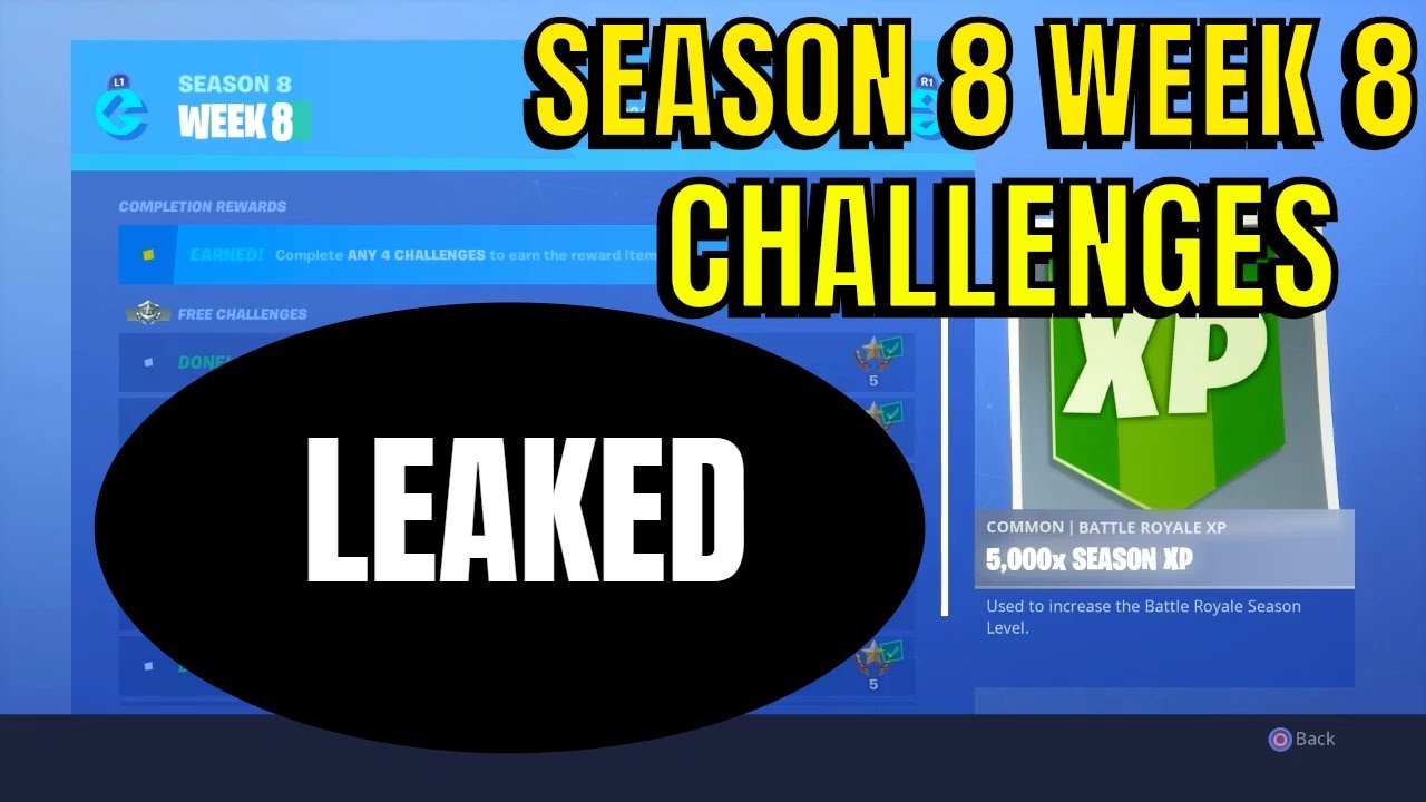ALL SEASON 8 WEEK 8 CHALLENGES LEAKED - All Fortnite Season 8 Week 8 ...