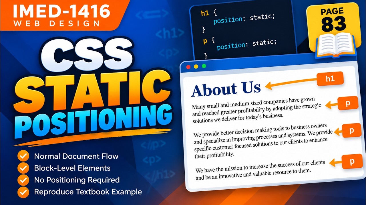 CSS Fixed Positioning Tutorial | HTML & CSS Chapter 3 — Page 84 | IMED ...