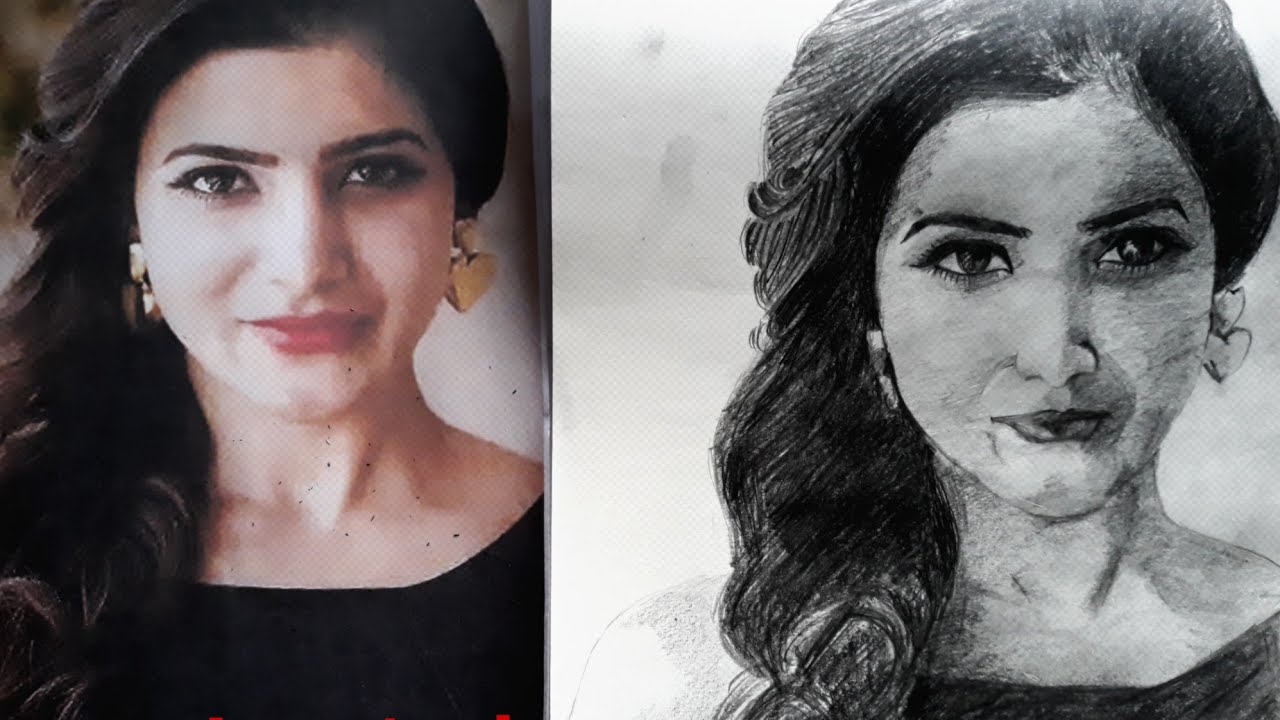 samantha pencil Drawing | how to draw |south actress - YouTube