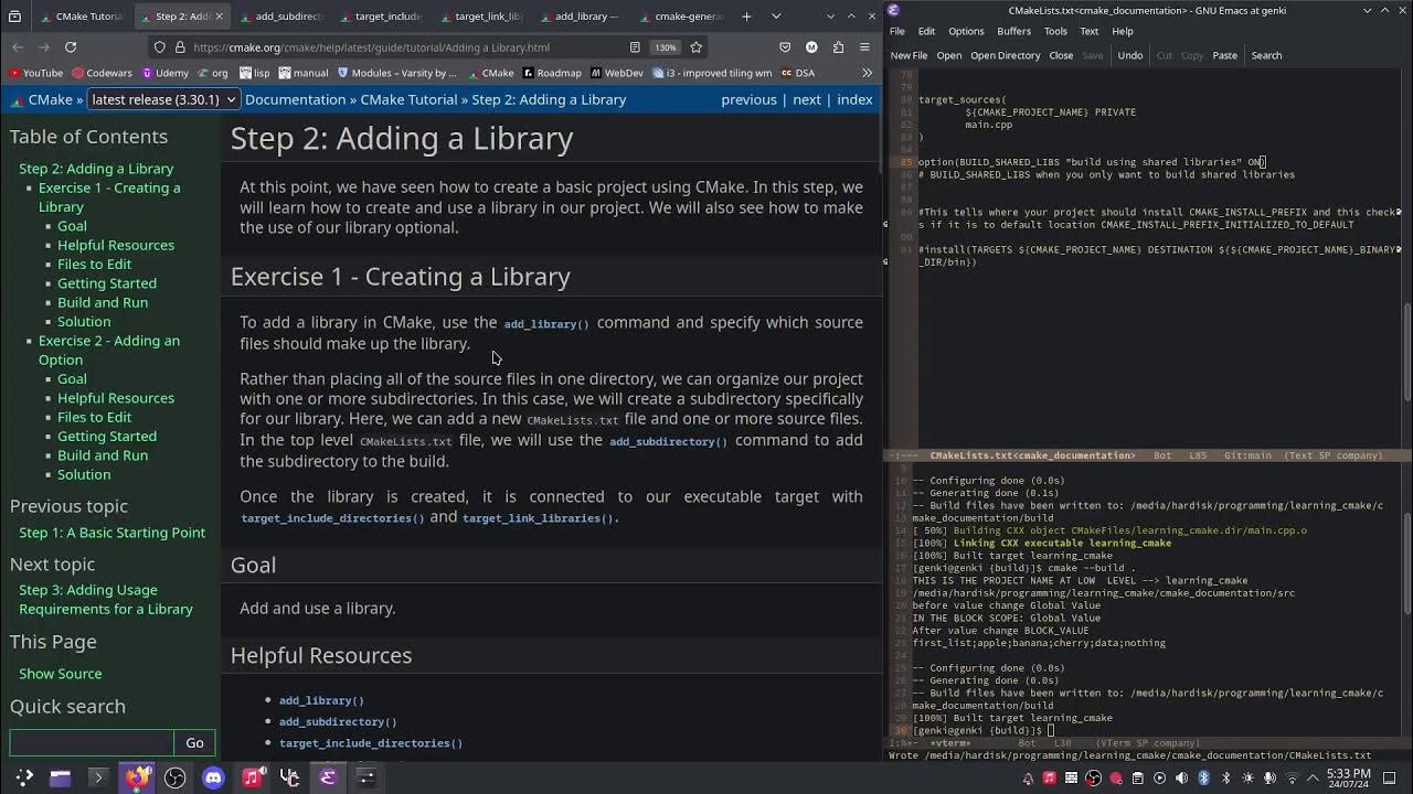 Learn Cmake, Linux , Emacs and DSA with me #programming #cmake #dsa #emacs - YouTube