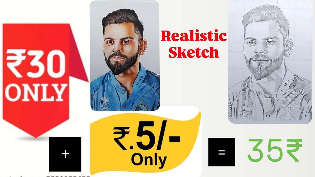 easy realistic drawing virat sir - YouTube