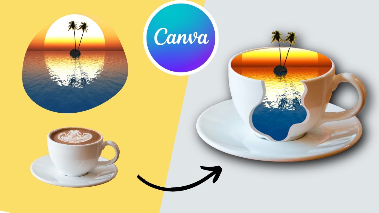 Cup Photo Manipulation in Canva | Merge Photo | Canva Tutorial - YouTube