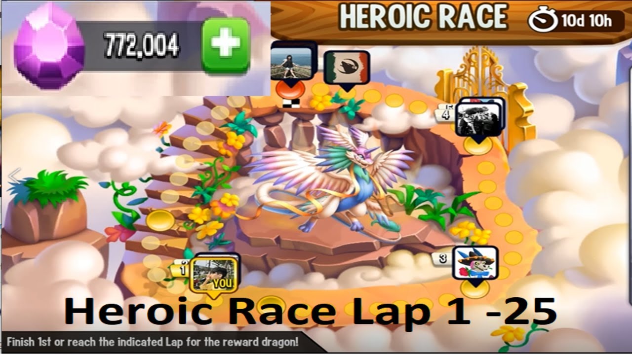 Heroic Race[High Ethereal Dragon] Run From Lap 1 - Lap 25 ( Dragon City ...