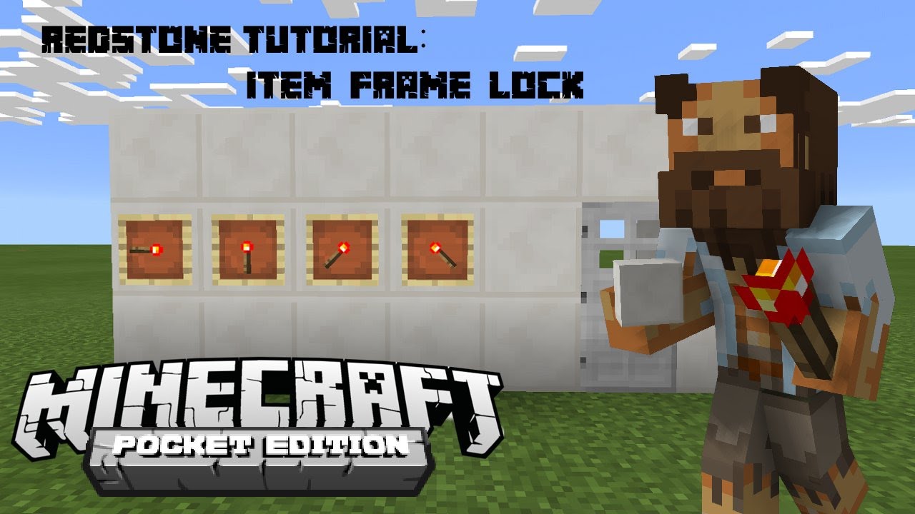 Minecraft Pocket Edition Redstone Tutorial: Item Frame Lock (1 Wide ...