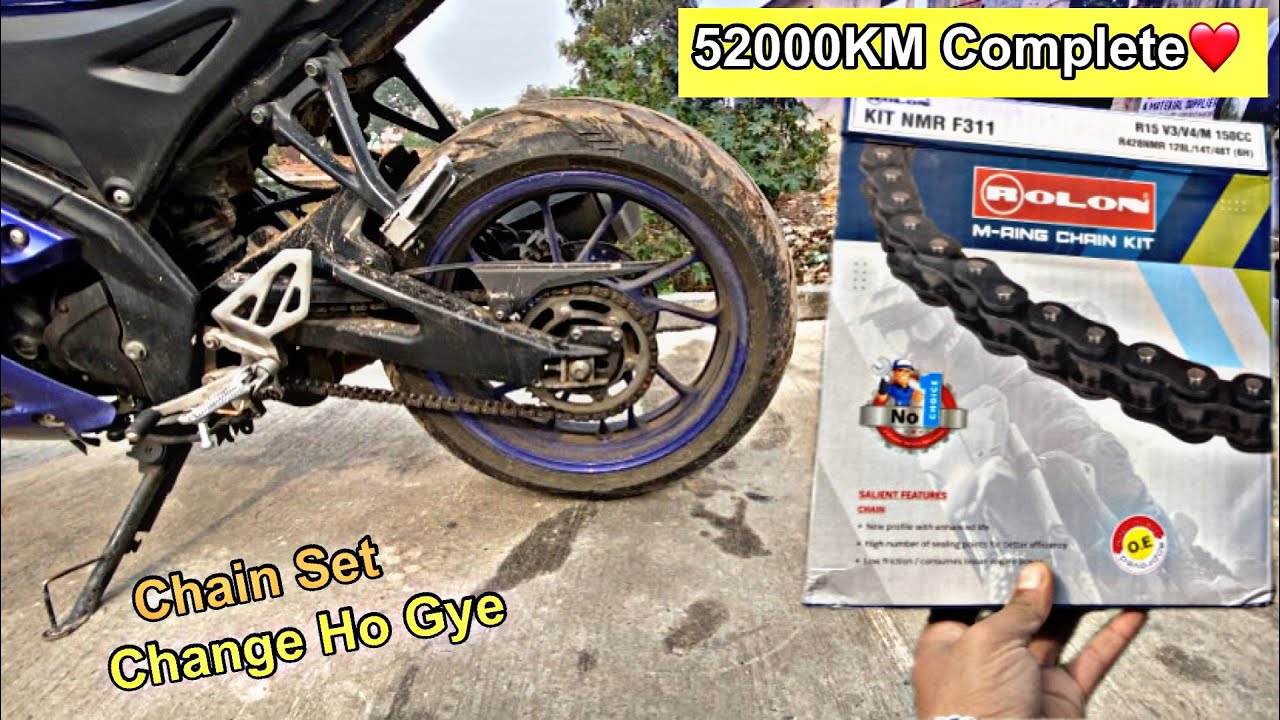 R15 V4 Chain Set After Market Cost Finally 52000 KM completed🔥🔥 ...